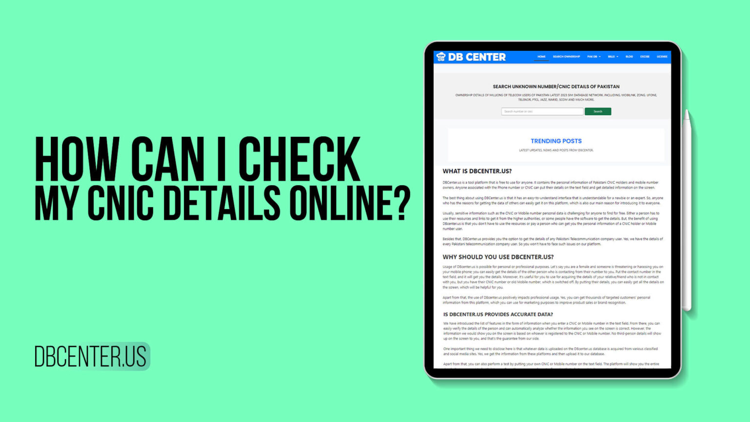 DB CENTER - ALL NETWORK SIM DATABASE OF PAKISTAN