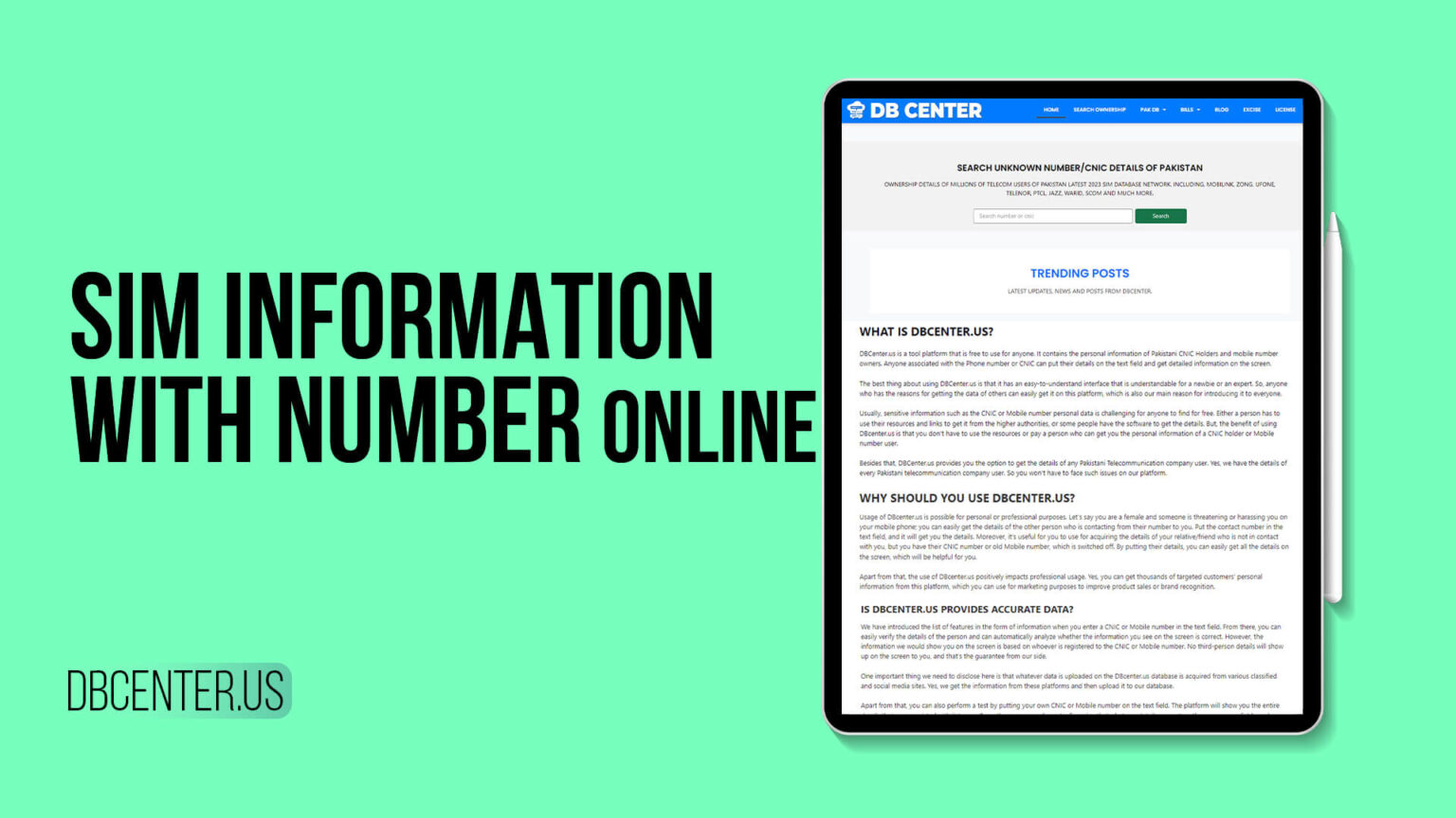 SIM Information with Number Online - DB CENTER