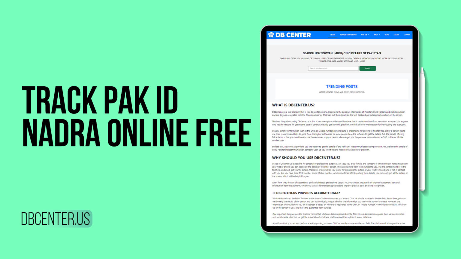 DB CENTER - ALL NETWORK SIM DATABASE OF PAKISTAN