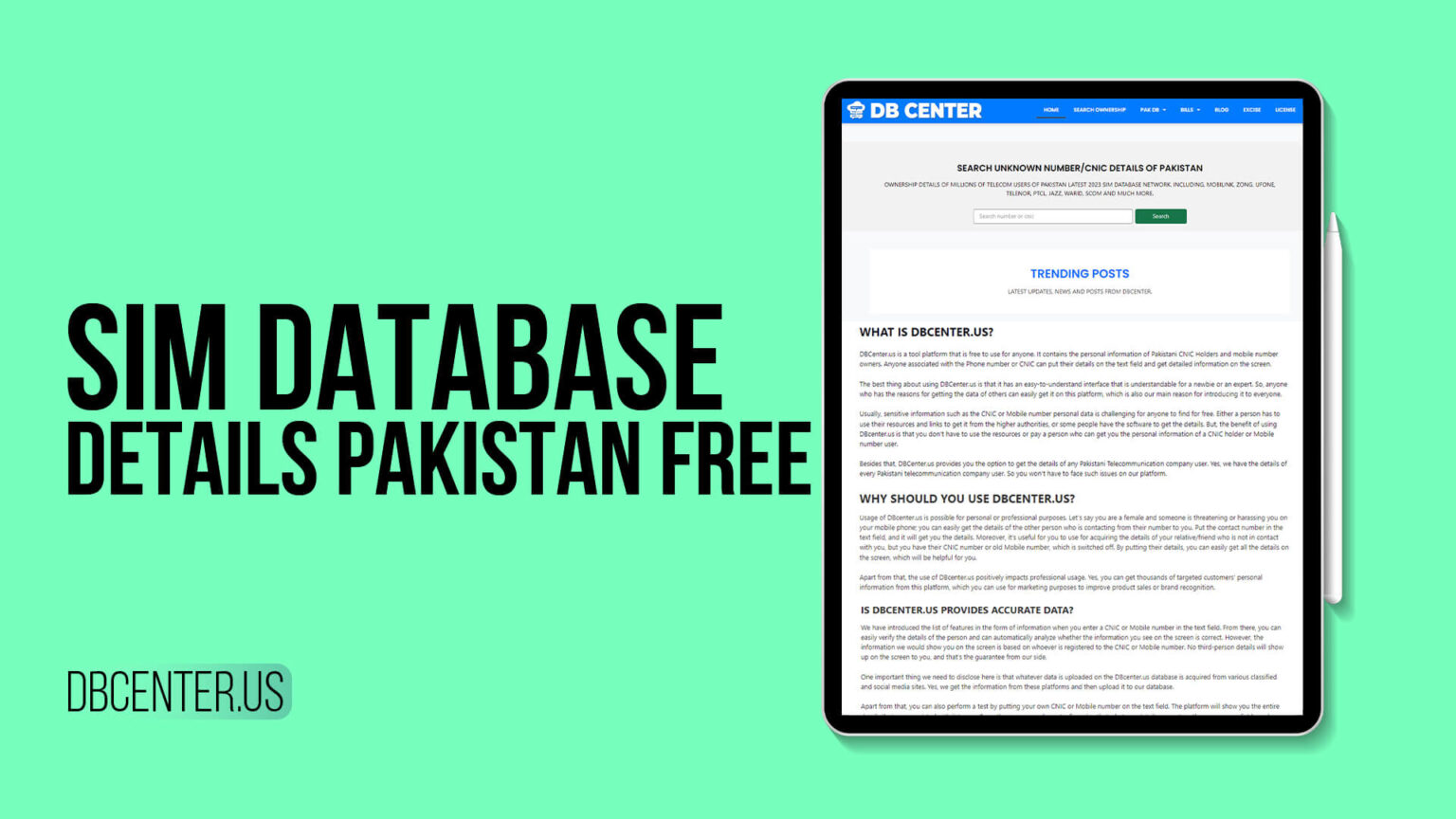 DB CENTER - ALL NETWORK SIM DATABASE OF PAKISTAN